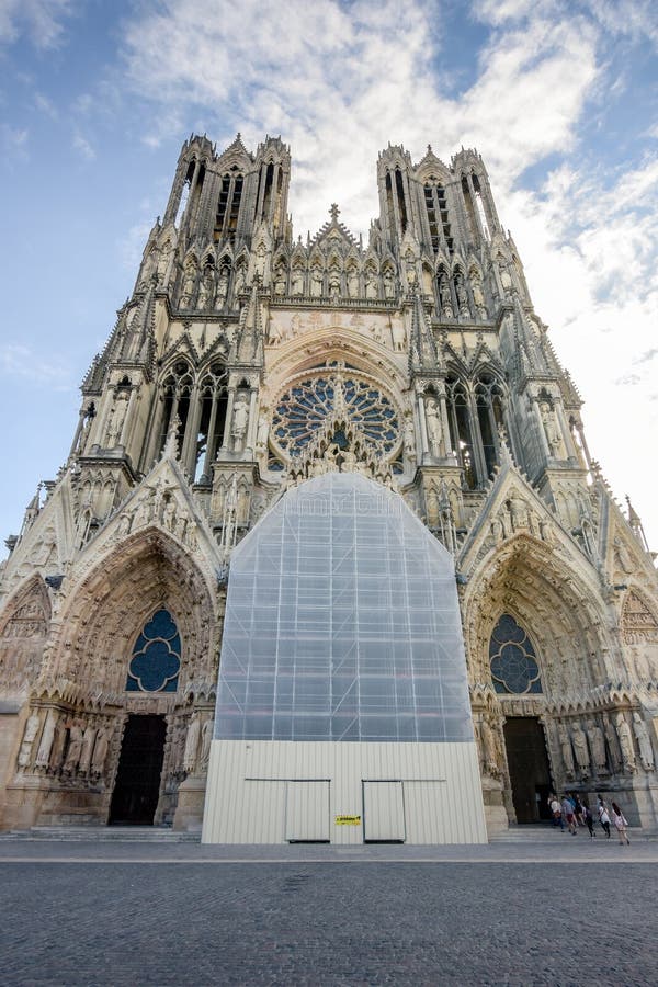 Two High Tower of the Church in Reims. Editorial Photography - Image of ...
