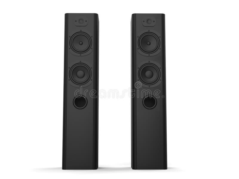 Two High Tower Music Speakers, Matte Black Stock Illustration ...