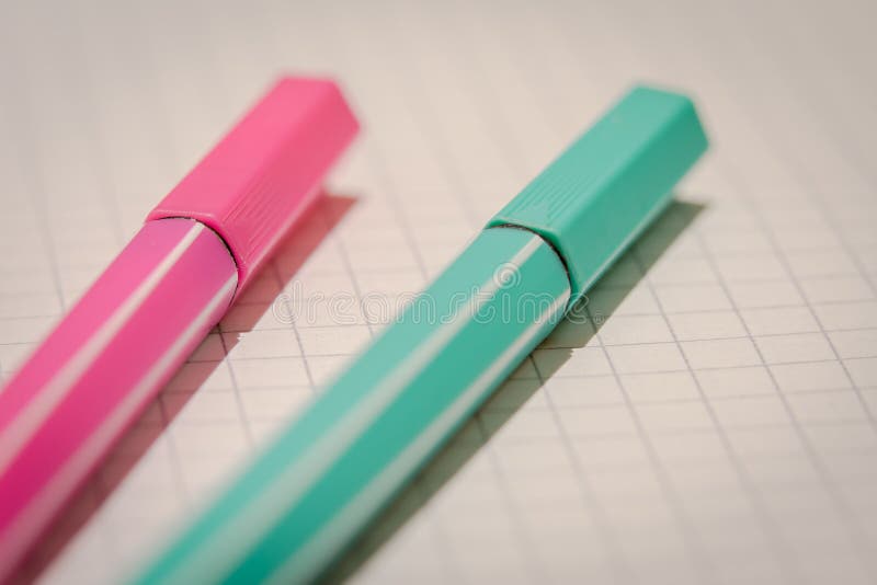 Two Highlighters on School Graph Paper Stock Image - Image of tutor ...