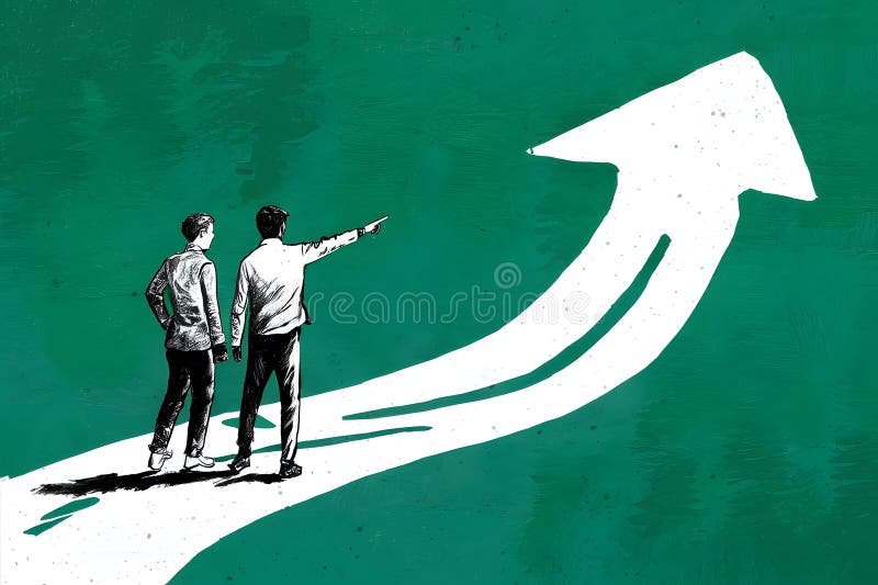 Two Hikers Navigate Path Together, One Offers Direction with Large ...