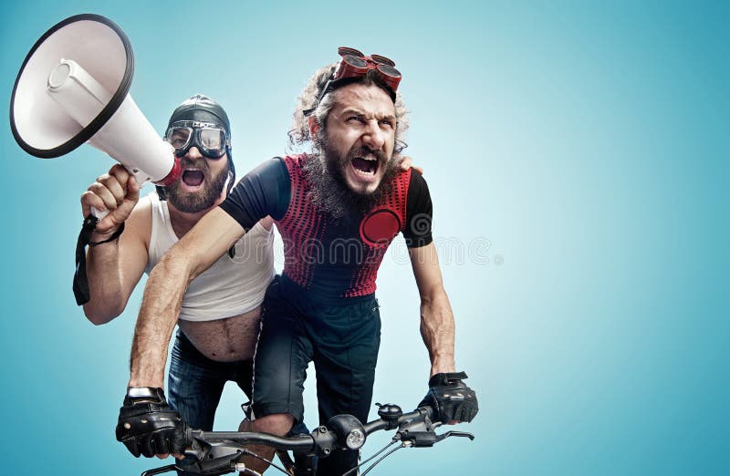 Funny Image of a Shouting Cyclist Stock Image - Image of bike, angry ...
