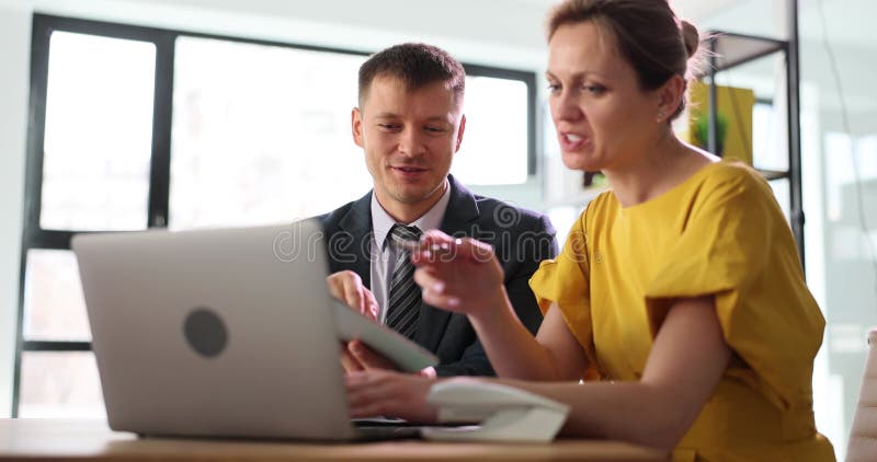 Two Hired Managers are Discussing a Business Project Talking in Office ...