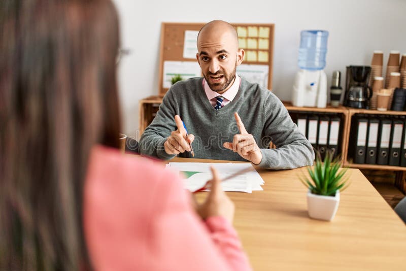 Two Hispanic Business Workers Smiling Happy Working at the Office Stock ...