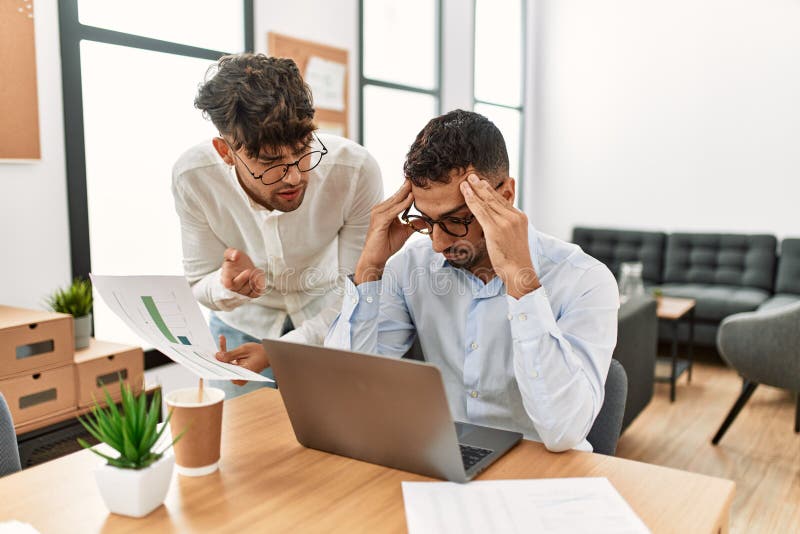 Two Hispanic Men Business Workers Arguing at Office Stock Photo - Image ...