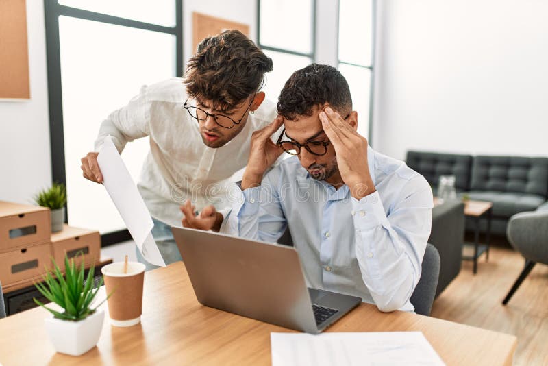 Two Hispanic Men Business Workers Arguing at Office Stock Photo - Image ...