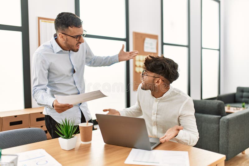 Two Hispanic Men Business Workers Arguing at Office Stock Photo - Image ...