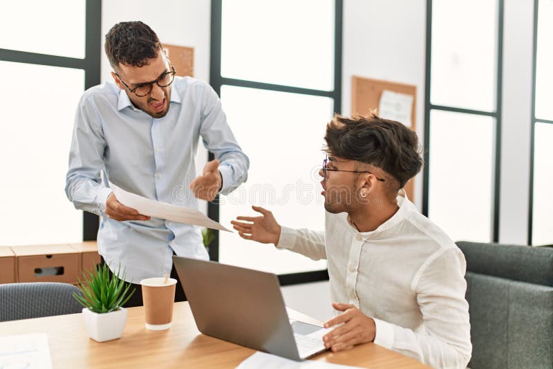 Two Hispanic Men Business Workers Arguing at Office Stock Photo - Image ...