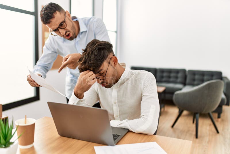 Two Hispanic Men Business Workers Arguing at Office Stock Image - Image ...