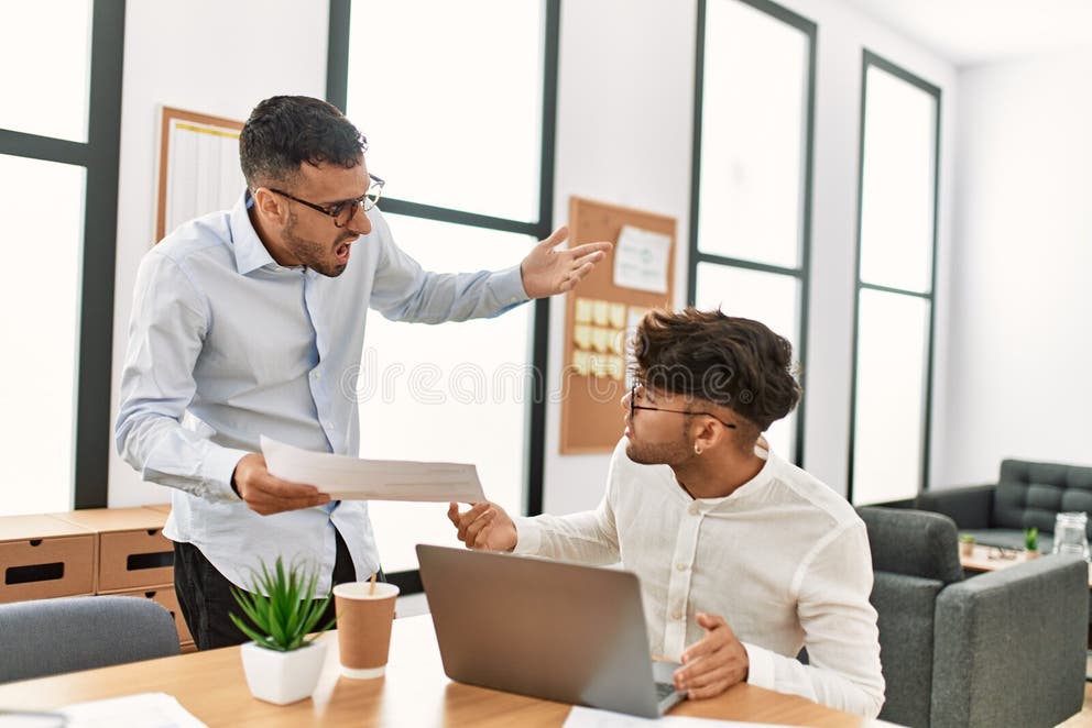 Two Hispanic Men Business Workers Arguing at Office Stock Image - Image ...