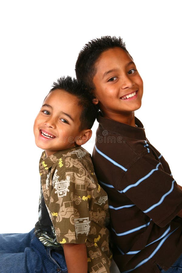 Hispanic Brothers Smiling and Hugging Stock Image - Image of boys ...