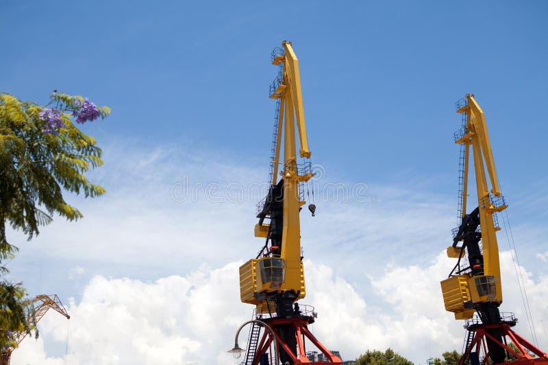Two hoisting cranes stock image. Image of city, move - 13288983
