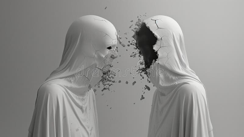 Two Hooded Figures Confront Each Other, Symbolizing Conflict yet ...