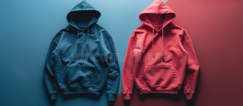 Two Hoodies Hanging on Blue and Red Wall Stock Illustration ...