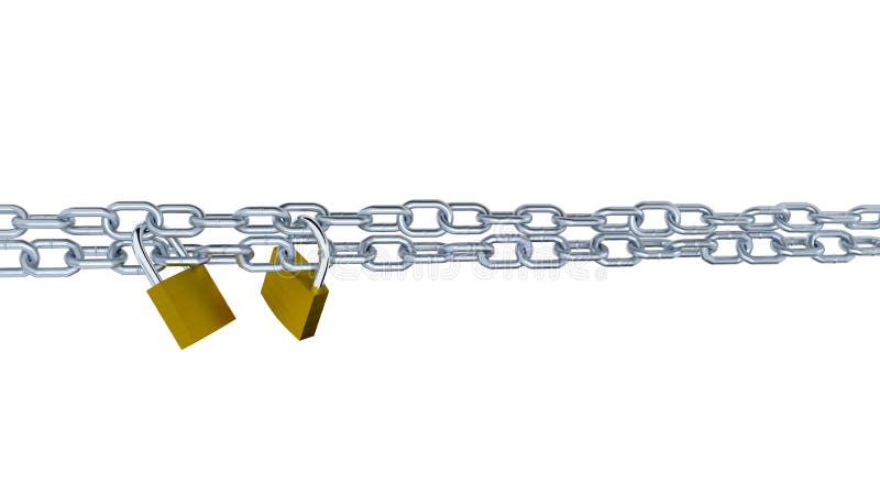 Two Horizontal Metal Chains Locked with Two Padlocks Stock Illustration ...