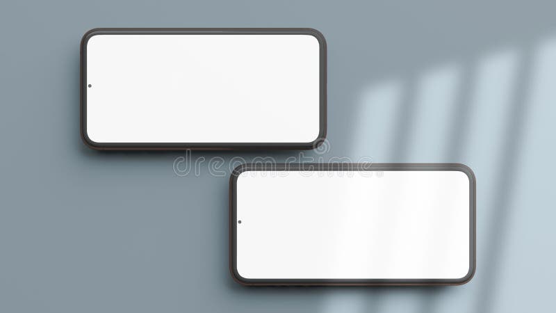 Two Horizontal Mobile Phones Mockup Isolated on a Blue Background in ...