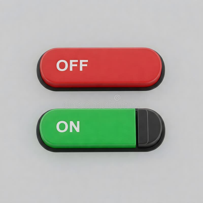 Two Horizontal Rocker Switches on a Gray Surface, the Top One Red with ...