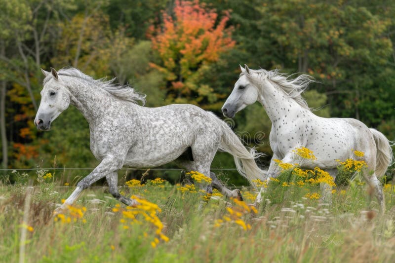 Two Horse with Beautiful Mane, Light Bright Photo Stock Image - Image ...