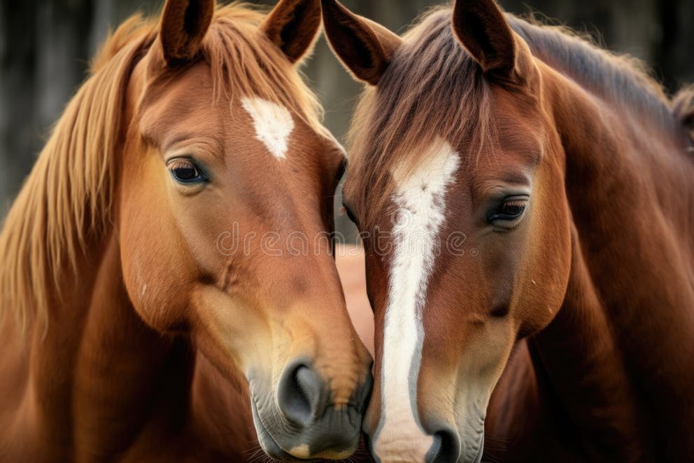 Two horses nuzzling stock photo. Image of affection - 293976244