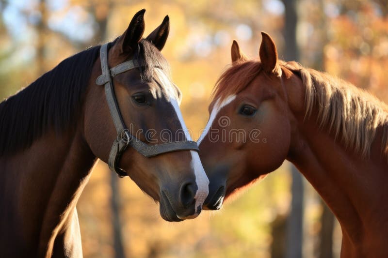 Two Horses Nuzzling Each Other Stock Photo - Image of bond, affection ...