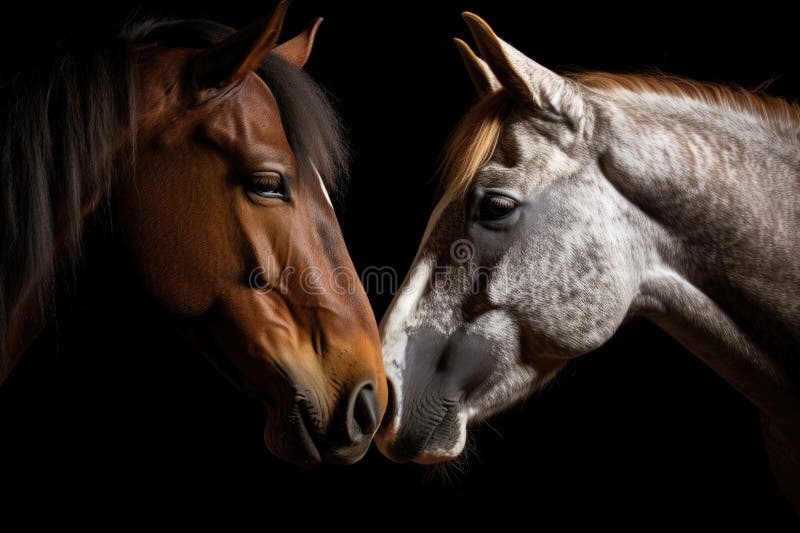 Two Horses Nuzzling Each Others Noses Stock Image - Image of nuzzling ...