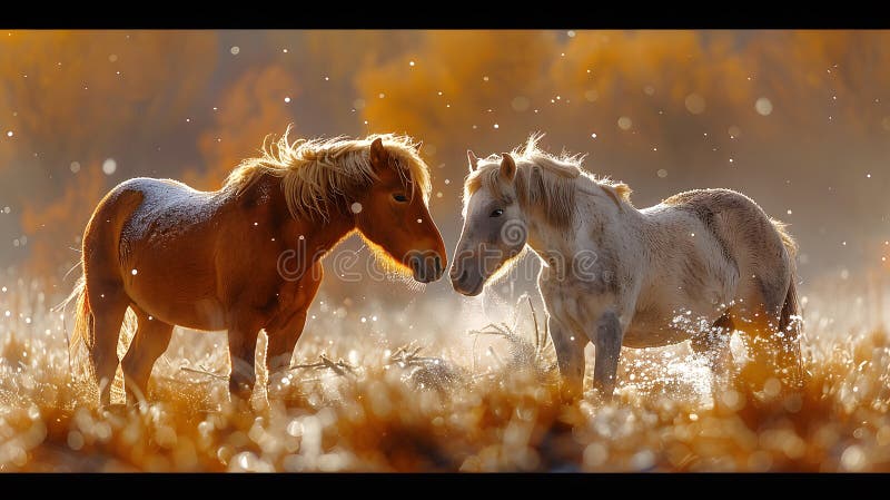 Two Horses are Resting on a Wide Savanna Stock Illustration ... Two Horses are Resting on a Wide Savanna Stock Illustration ...