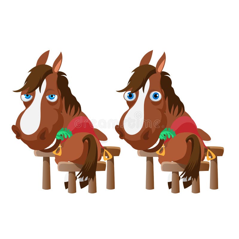 Two Horses in Stable Stand Back and Turn Around Stock Vector ...