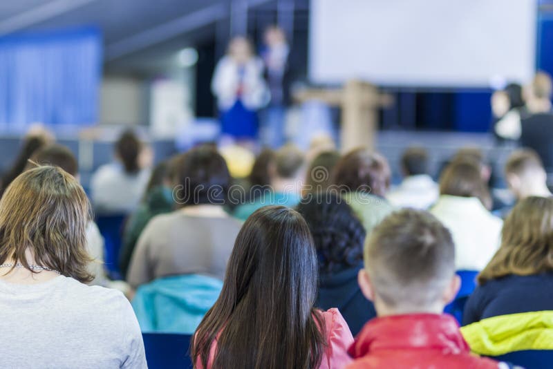 Two Hosts in Front of the Large Group of People Speaking Editorial ...