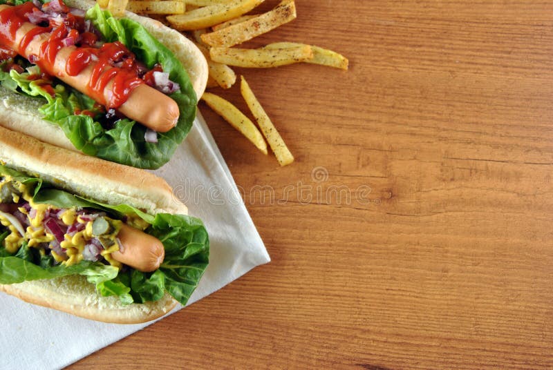 Two hot dogs with salad stock image. Image of cucumbers - 36071805