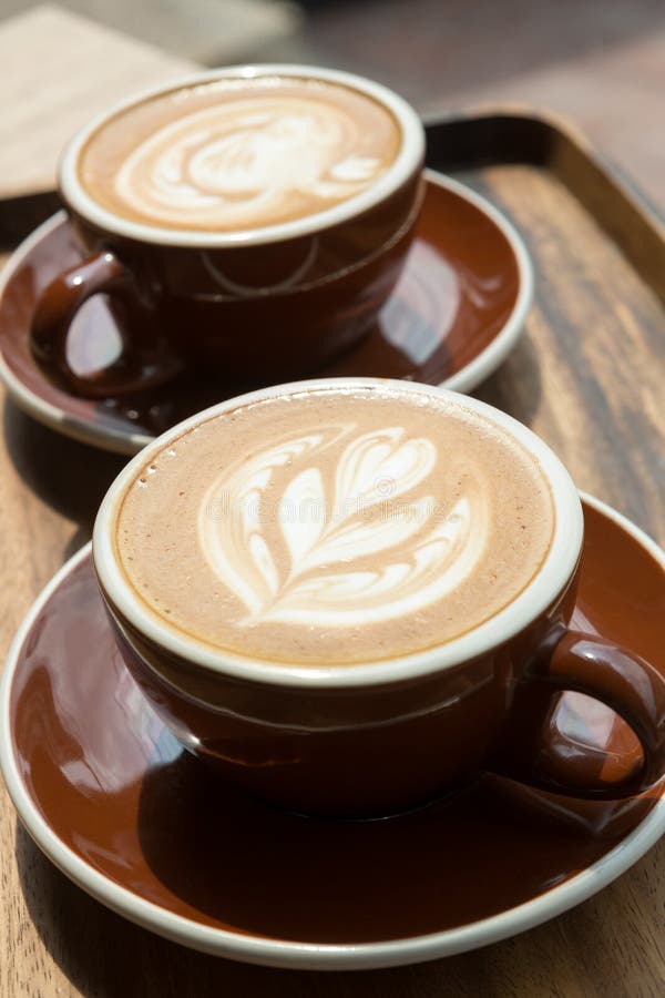Two hot latte stock image. Image of chocolate, flat, gourmet - 55979087