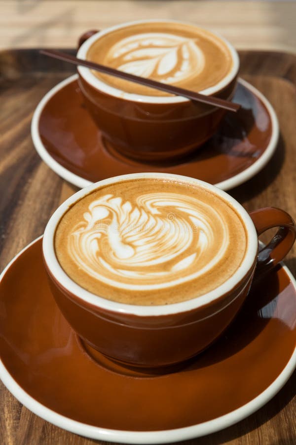 Two hot latte stock photo. Image of depth, fresh, espresso - 55979120