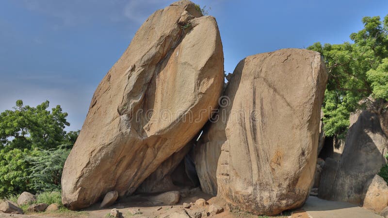 Two Huge Rocks Formed a Natural Stone Cave Formation Stock Image ...