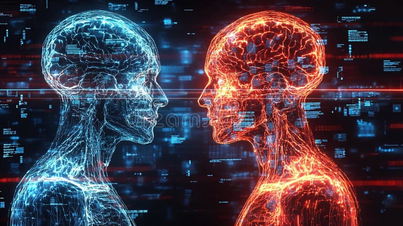 Digital Representation of Human Figures in Blue and Red Lights ...