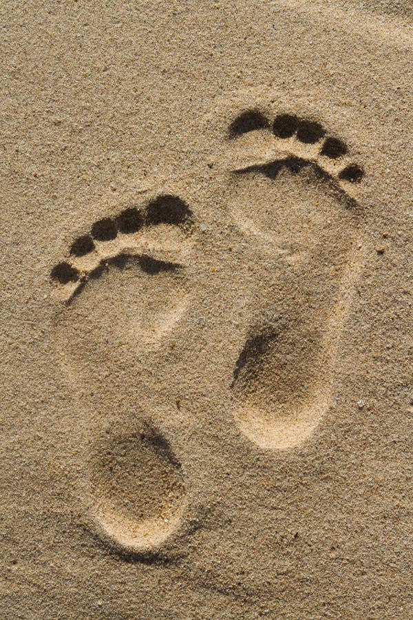 Human Footprints on Sand at the Beach Stock Photo - Image of prints ...