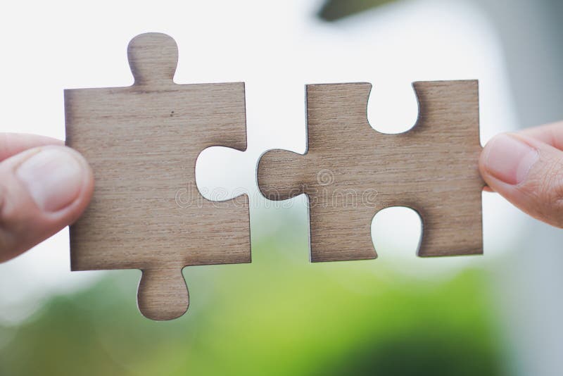 Two Human Hands Connected Jigsaw Puzzle White, Joint Business Co Stock ...
