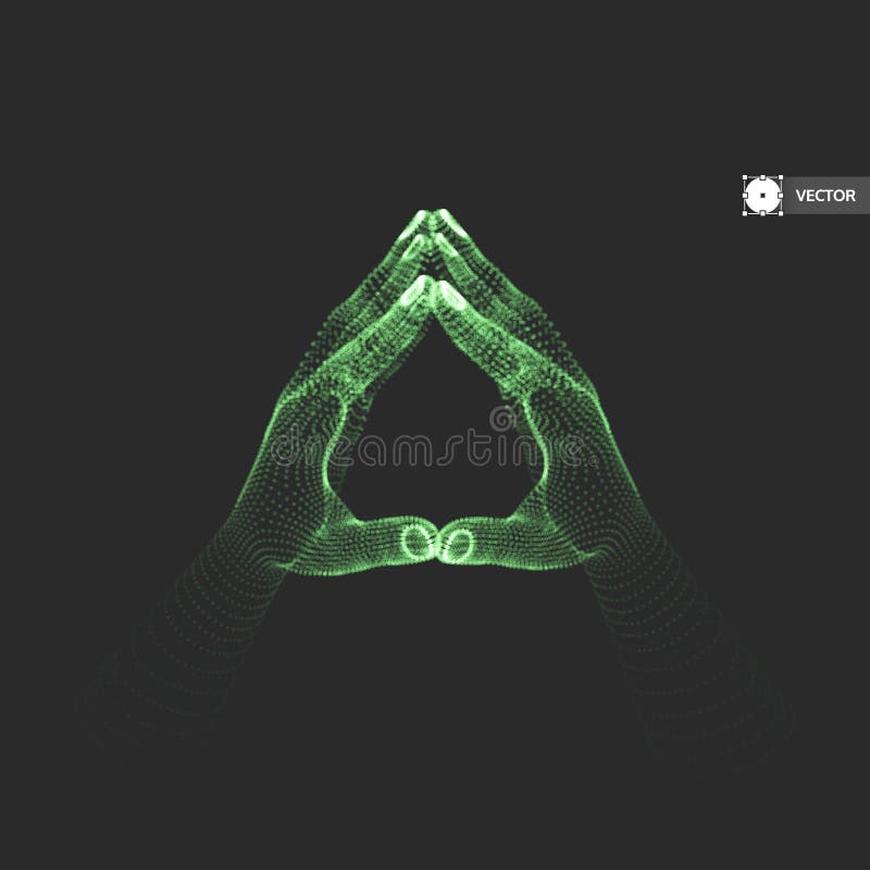 Two Human Hands. Connection Structure. Business Concept. 3D Vector ...