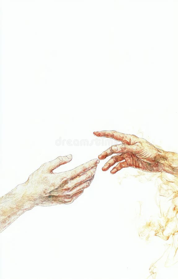 Two Human Hands are Depicted in a Naive Style Watercolor Illustration ...