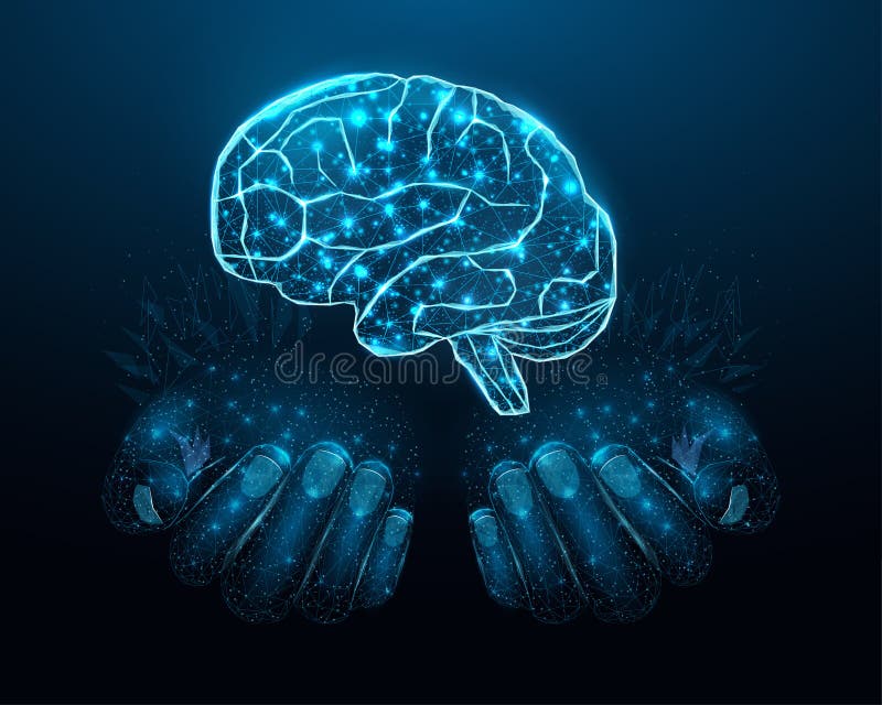 Two Human Hands are Holds Human Brain. Support Healthy Brain Concept ...