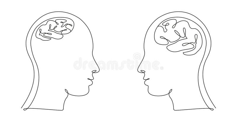 Continuous Line Drawing Two Heads Stock Illustrations – 50 Continuous ...