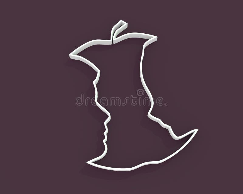 Two Human Heads Make Silhouette of Apple Stock Illustration ...