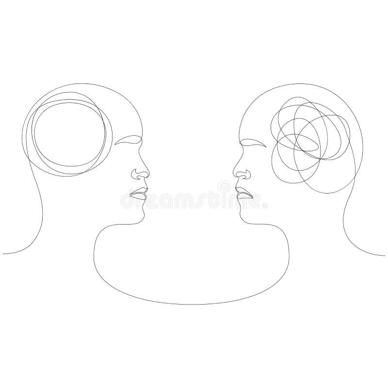 Two Human Heads with Opposite Thinking. the Concept of Chaos and Order ...