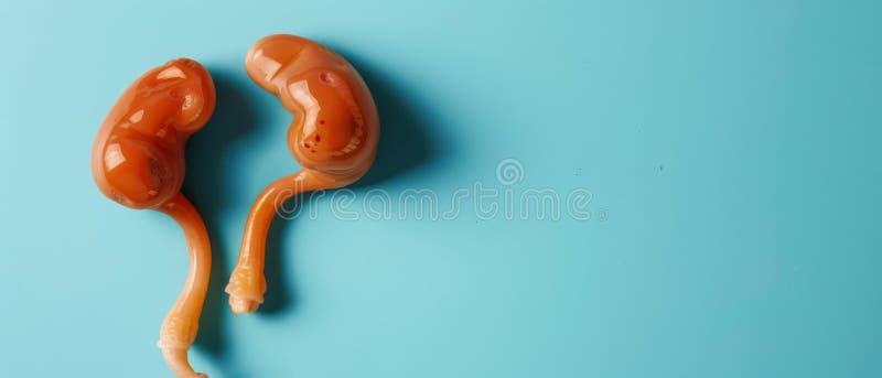 Two Human Kidneys on Blue Background Stock Illustration - Illustration ...