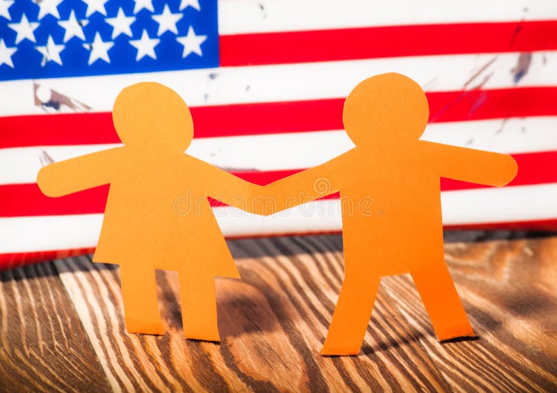 Two human paper. stock image. Image of business, holding - 74180009