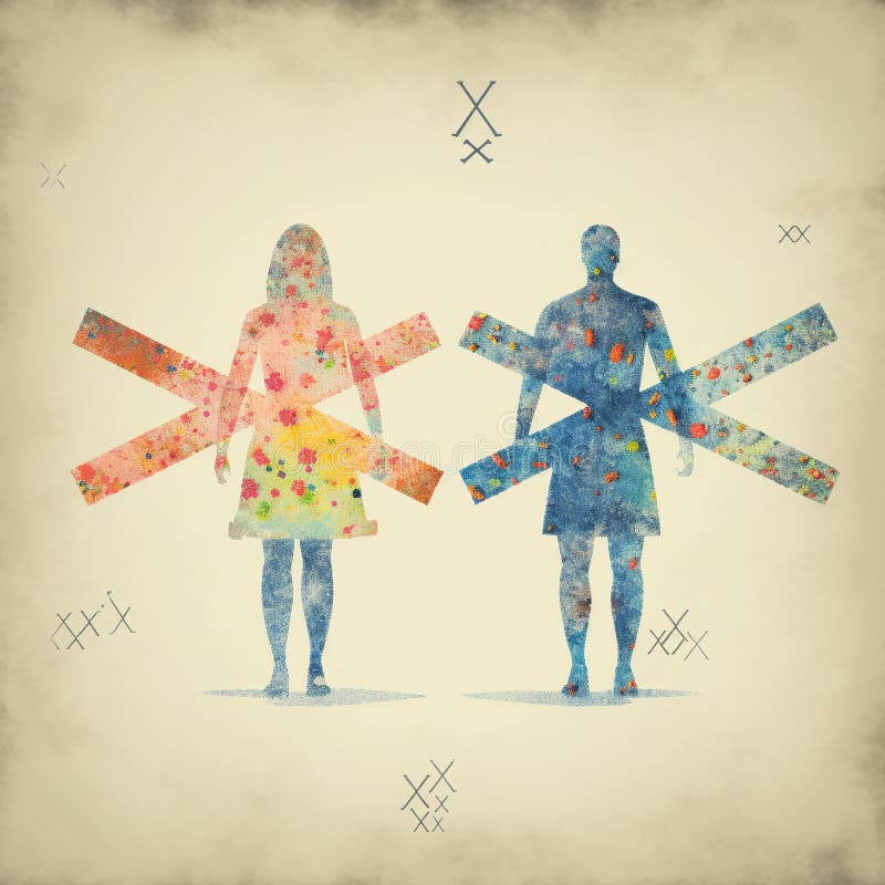 Abstract Floral Pattern Human Silhouettes Stock Illustration ...