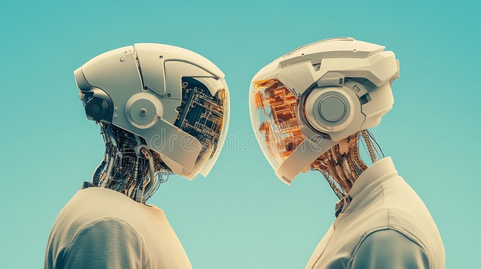 Two Humanoid Figures Face Each Other, Showcasing Advanced Robotic ...