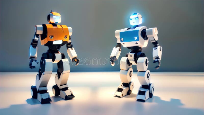 Two Humanoid Robots in Conversation Stock Footage - Video of ...