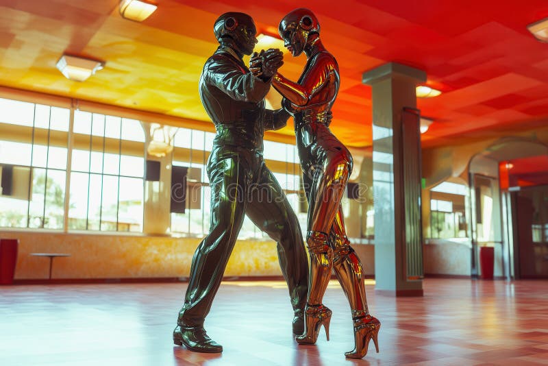 Two Humanoid Robots Dancing Tango, AI Generated Stock Illustration ...