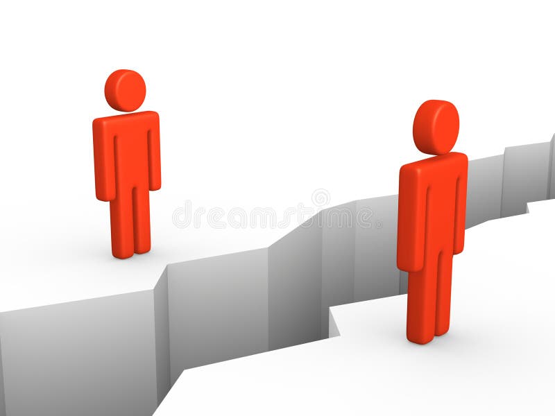 Two Humans Separated by the Breach. Stock Illustration - Illustration ...