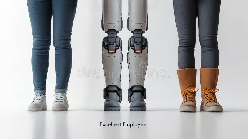 Two Humans Standing on Either Side of a Humanoid Robot, with the ...