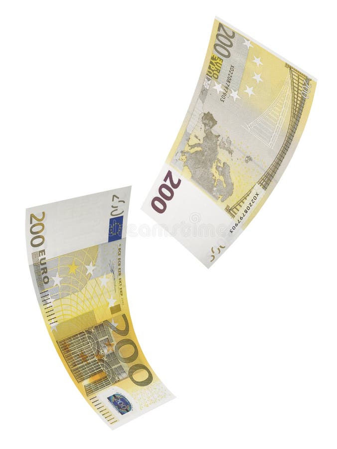 Two Hundred Euro Bill Collage Isolated on White Stock Image - Image of ...