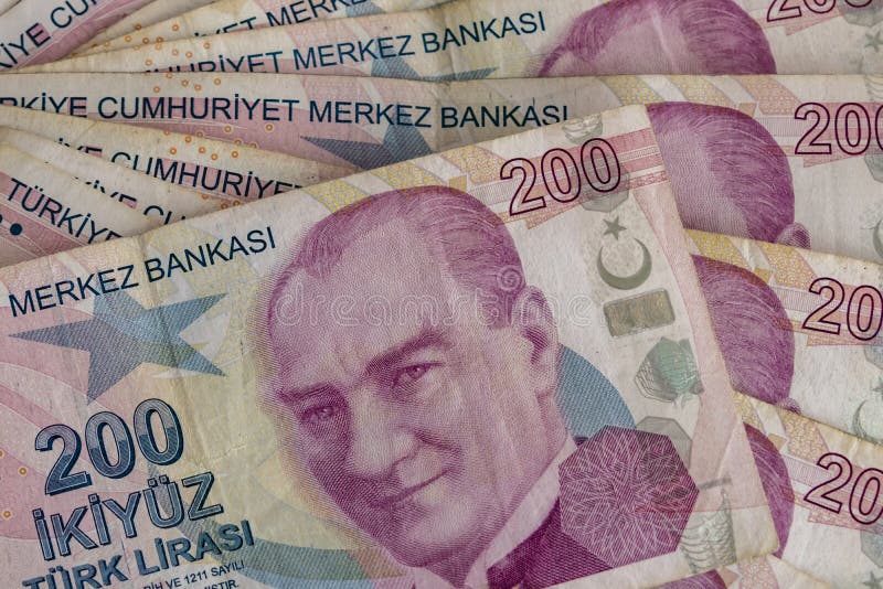 Two Hundred Turkish Lira Banknotes in Circulation Stock Photo - Image ...